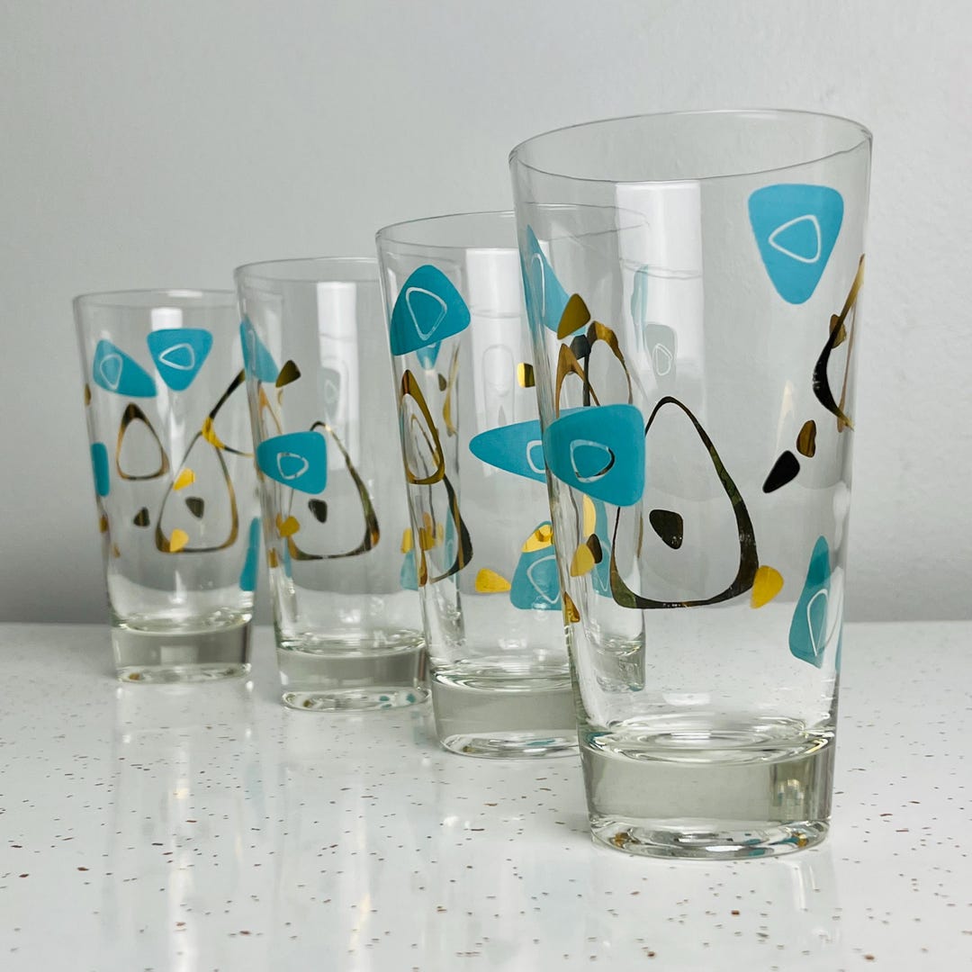 Vintage Capri Federal Glass Barware, Mid Century Modern Drinkware ...