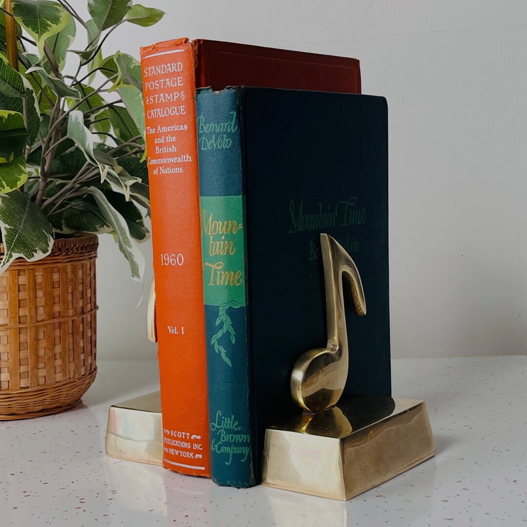 Brass Music Note Bookends Musical Mid Century Modern Eclectic Vintage ...