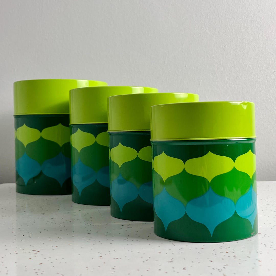 Vintage Mod Canister Set Craft Storage Sewing Storage Retro Kitchen ...