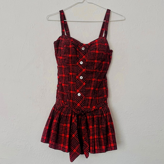 1950s Pin Up Rockabilly Swimsuit Plaid Bathing Suit … Gem