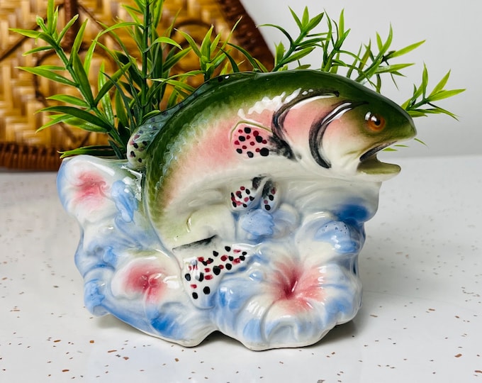 Vintage Rainbow Trout Pottery Planter Shafford Japan Ceramic Fish ...