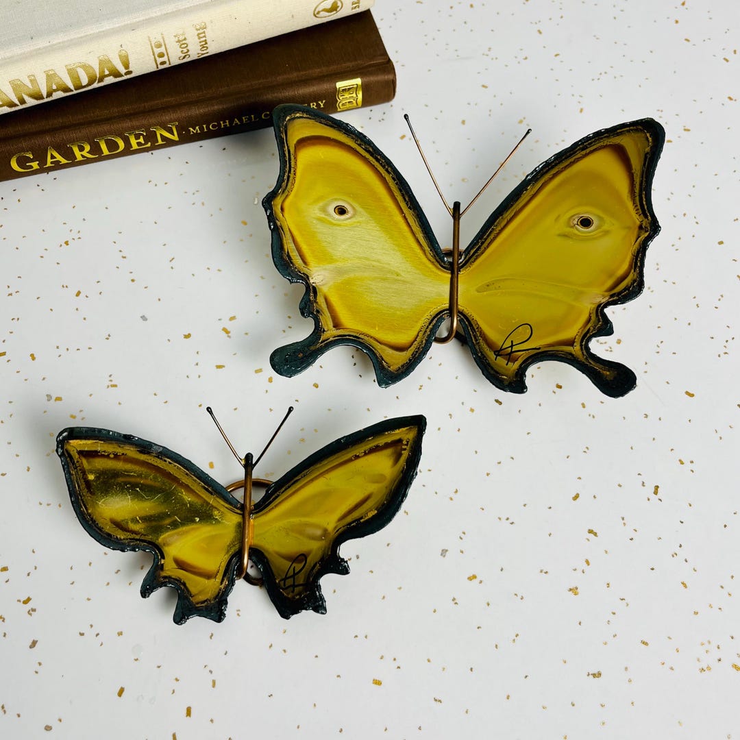 Vintage Torch Cut Metal Butterfly Wall Decor Brutalist Signed Allen ...