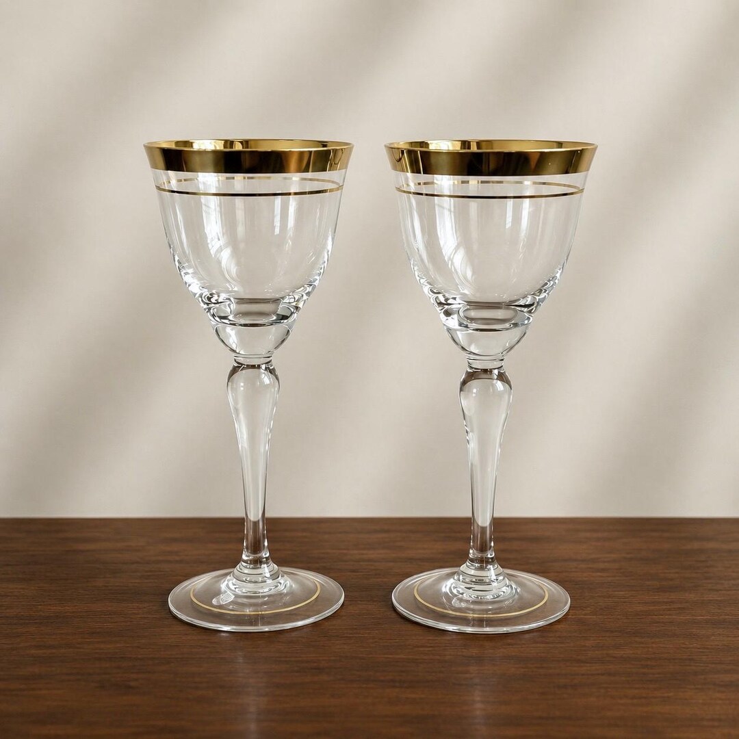 Vintage Stemware With 22kt Gold Guild, Luxe Designer Glassware - Etsy