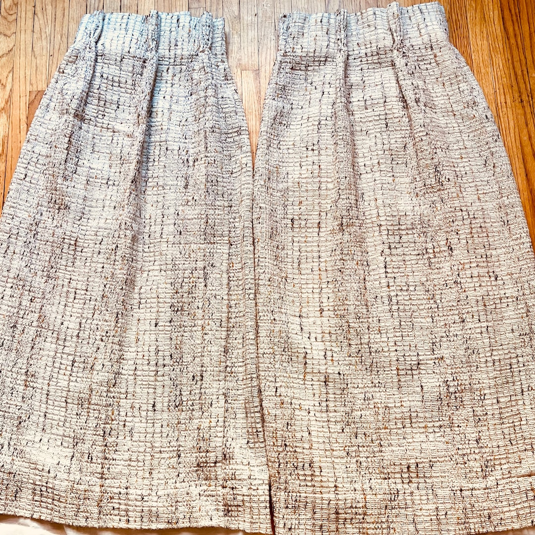 MCM Curtain Panels Tweed Beige Brown Cream Vintage Drapes - Etsy