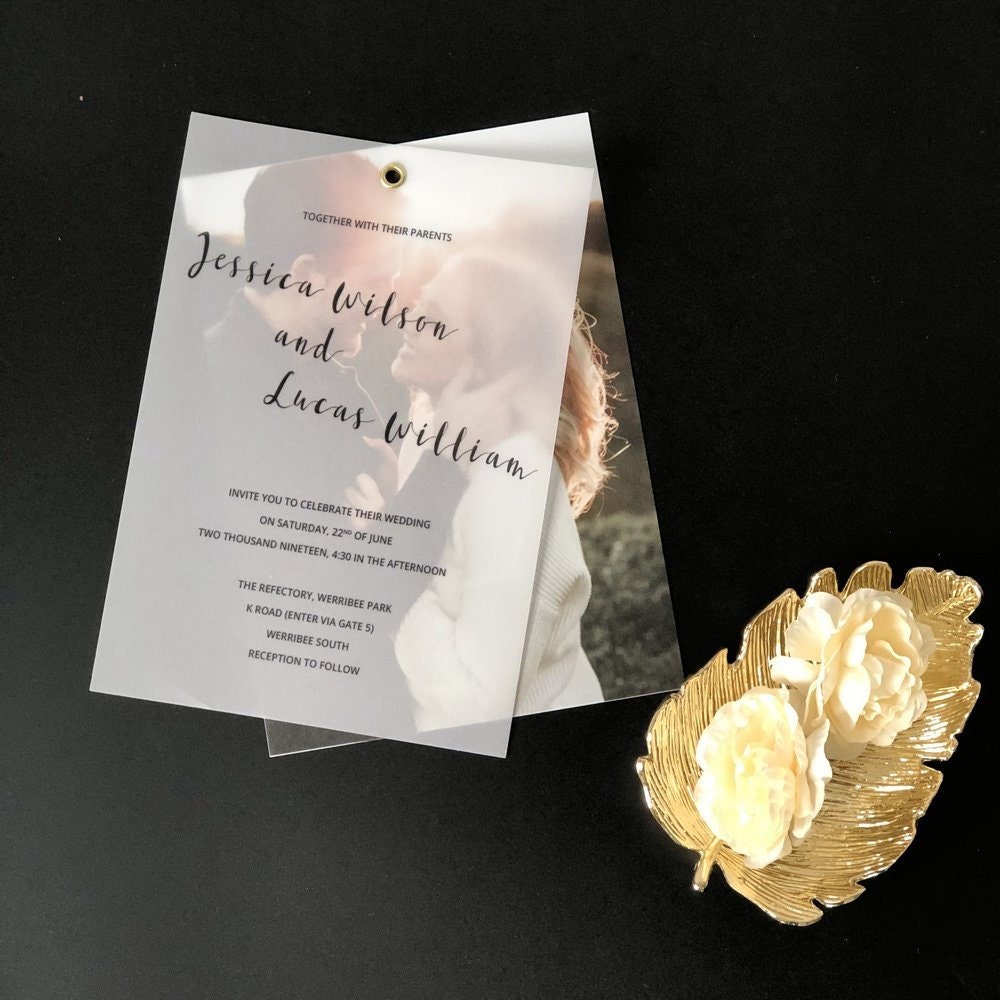 Vellum Paper Photo Wedding Invitations - Etsy