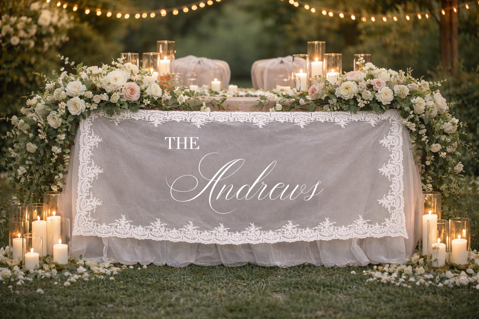 Custom Wedding Sign: Wedding Sweetheart Table Signs, Sheer Lace and ...