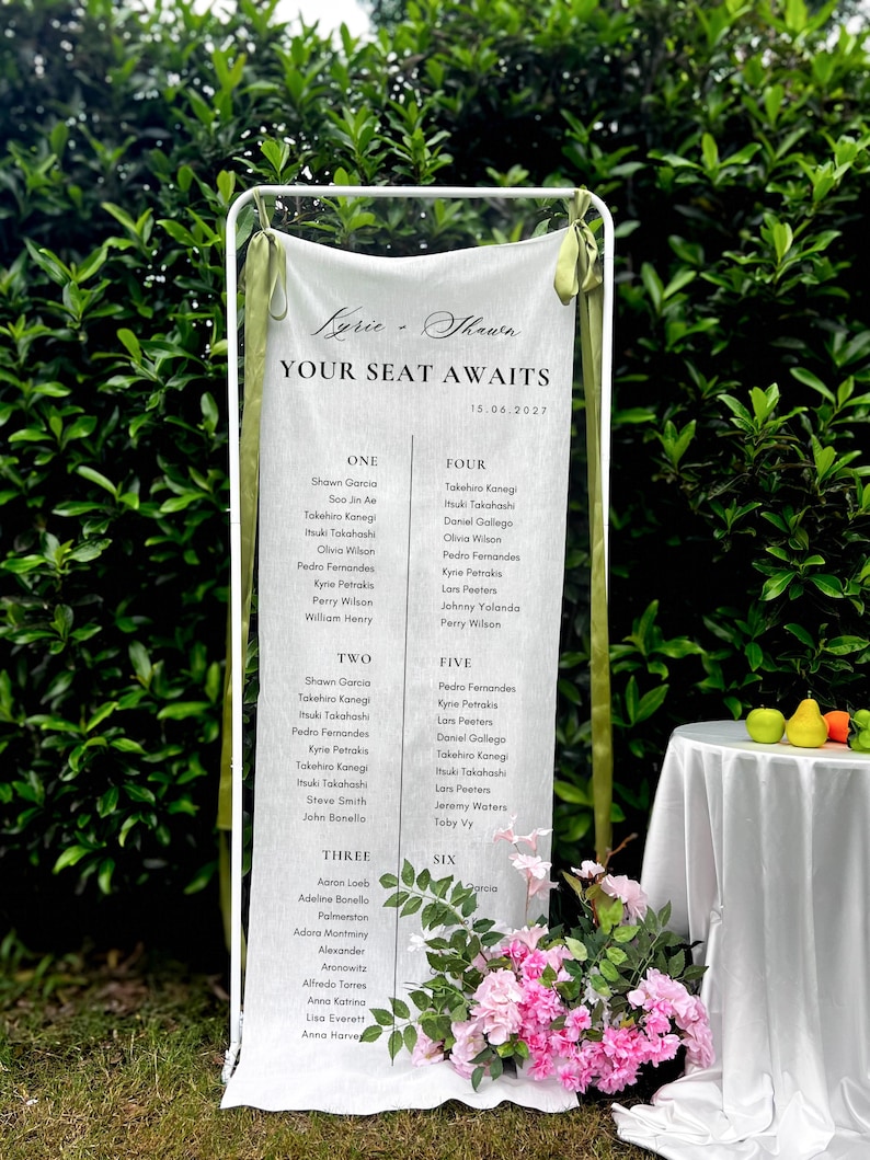 Minimalist Linen Wedding Seating Chart – Fabric Custom Reception ...