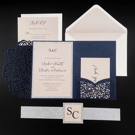 Invitaciones Plegadas Azules Invitaciones Originales Mamiblú