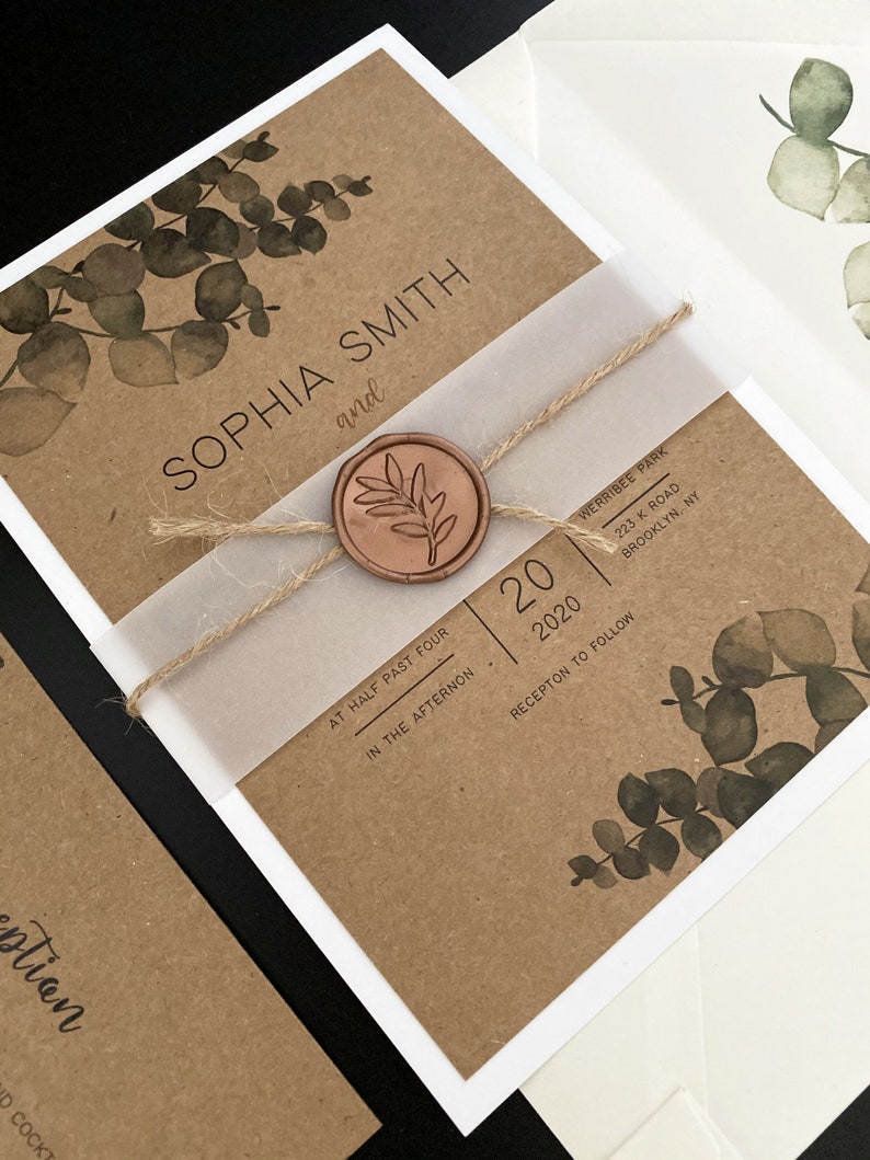 Chic Rustic Wedding Invitations With Greenery-free RSVP Cards - Etsy