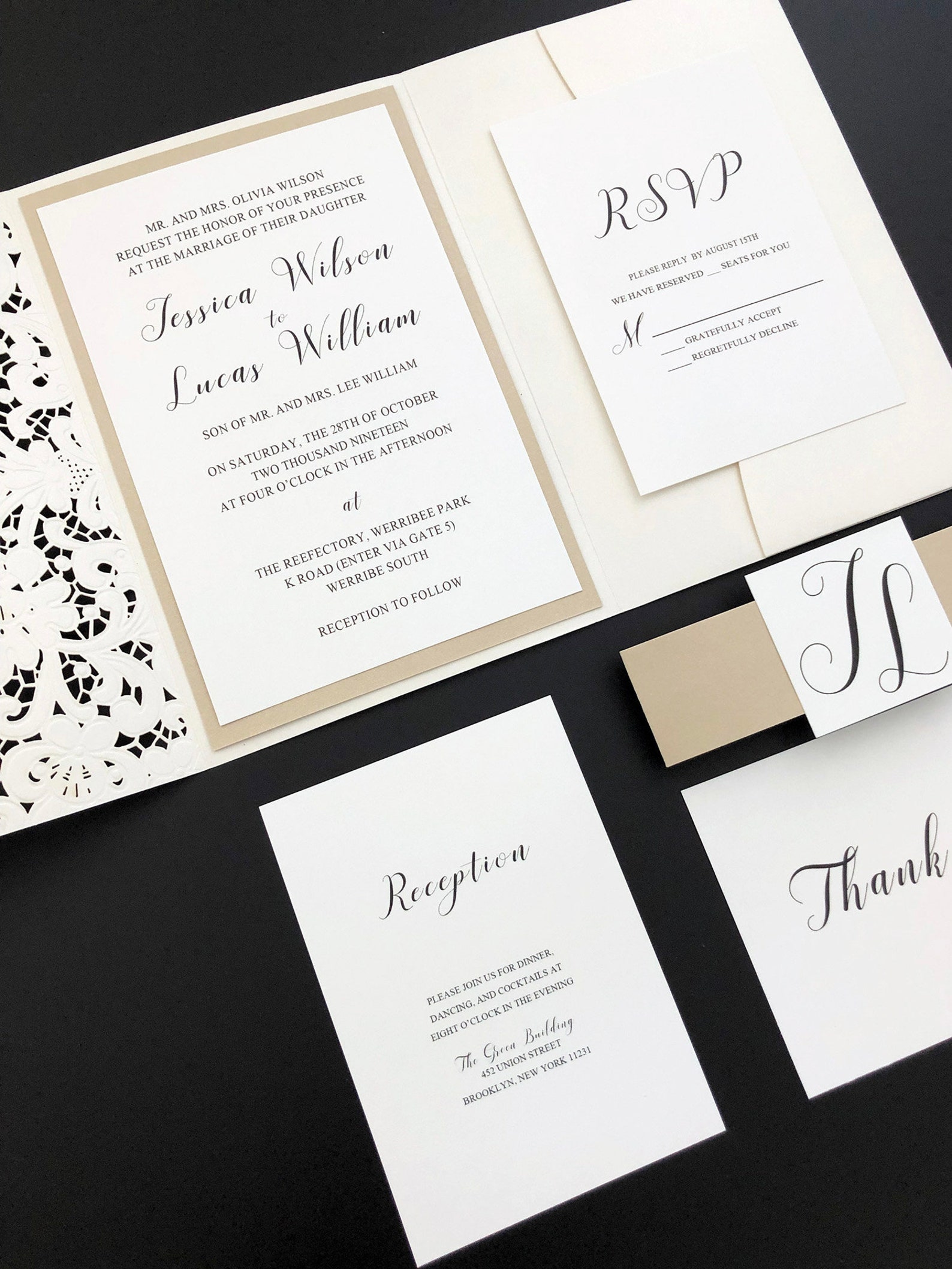 Elegant Neutral Wedding Invitations Laser Cut Wedding Invites | Etsy