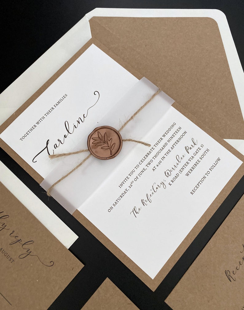 Country Rustic Wedding Invitations With Craft Paper and - Etsy