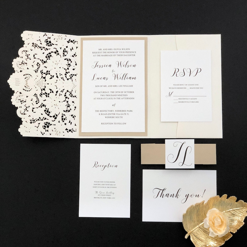 Elegant Neutral Wedding Invitations Laser Cut Wedding Invites - Etsy