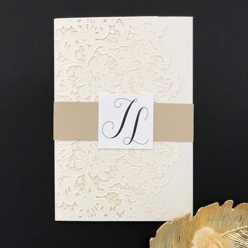 Elegant Neutral Wedding Invitations Laser Cut Wedding Invites - Etsy