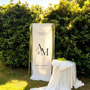 Personalized Linen Welcome Sign – Custom Fabric Wedding Signage, Rustic ...