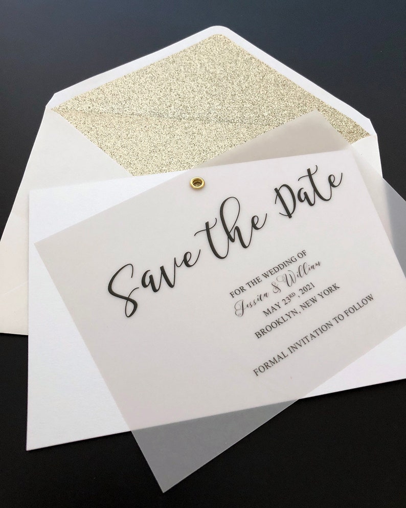 Vellum paper save the date cards | Etsy
