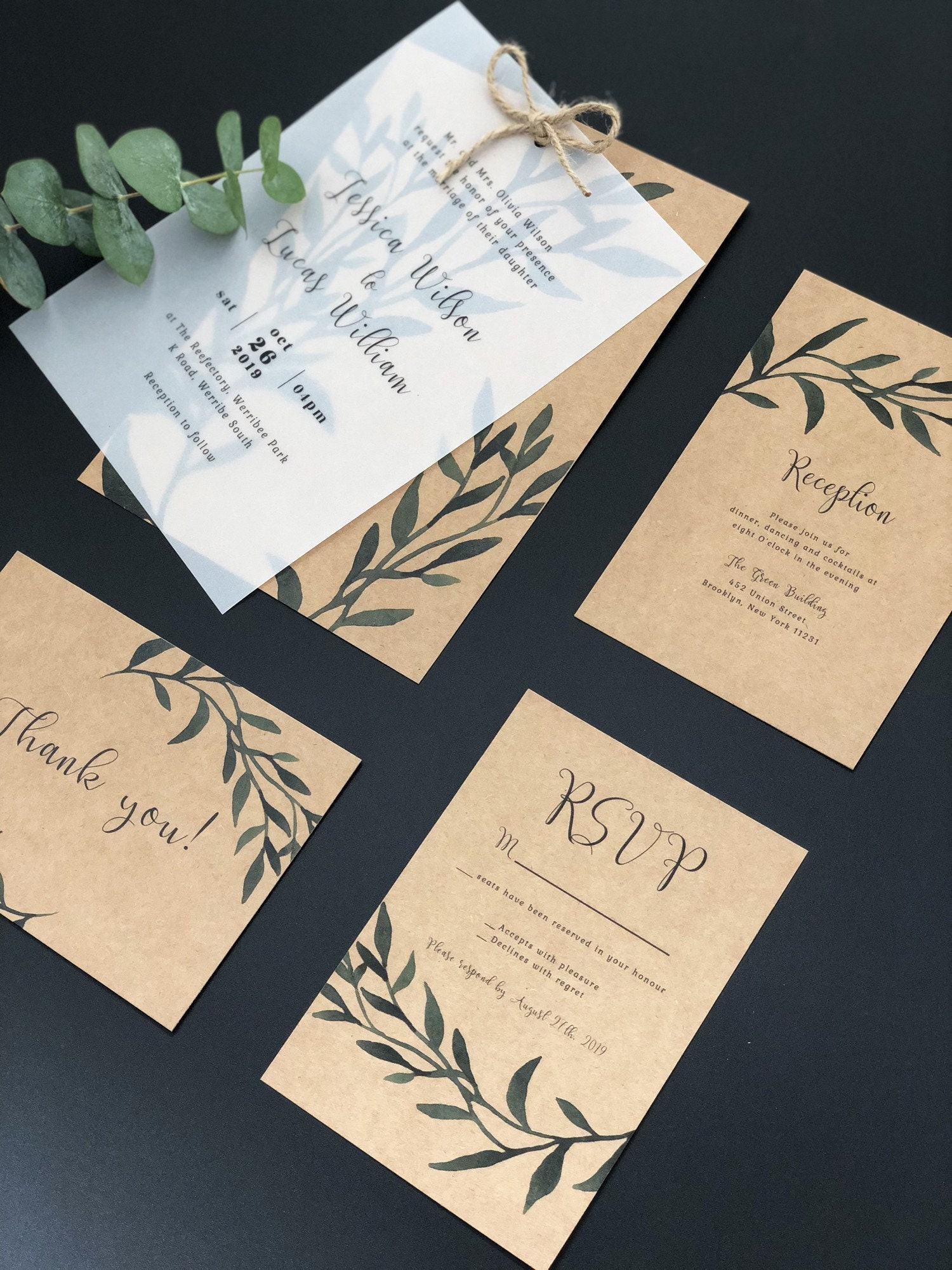 Vellum Paper Wedding Invitations With Kraft Paper and - Etsy