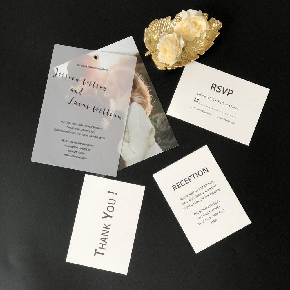 Vellum Paper Photo Wedding Invitations | Etsy