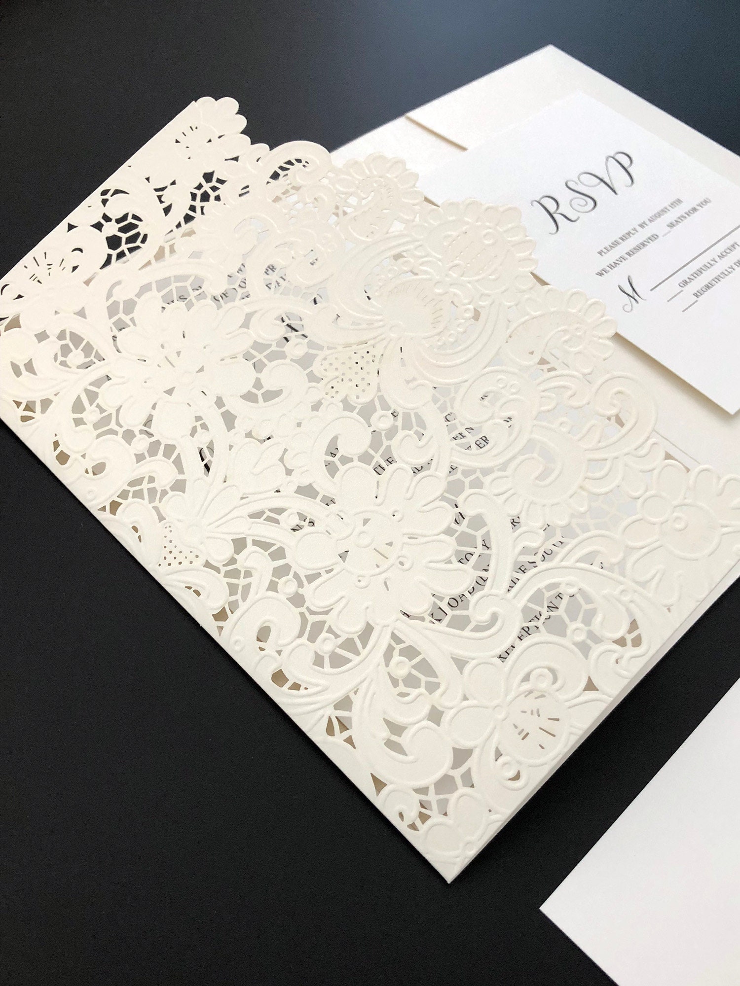 Elegant Neutral Wedding Invitations Laser Cut Wedding Invites - Etsy