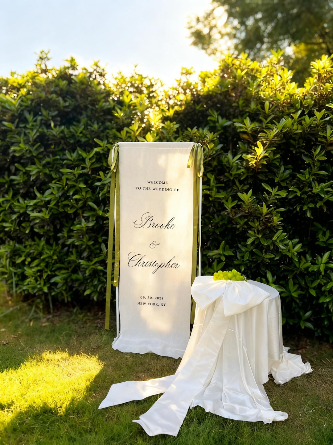 Personalized Linen Welcome Sign – Custom Fabric Wedding Signage, Rustic ...