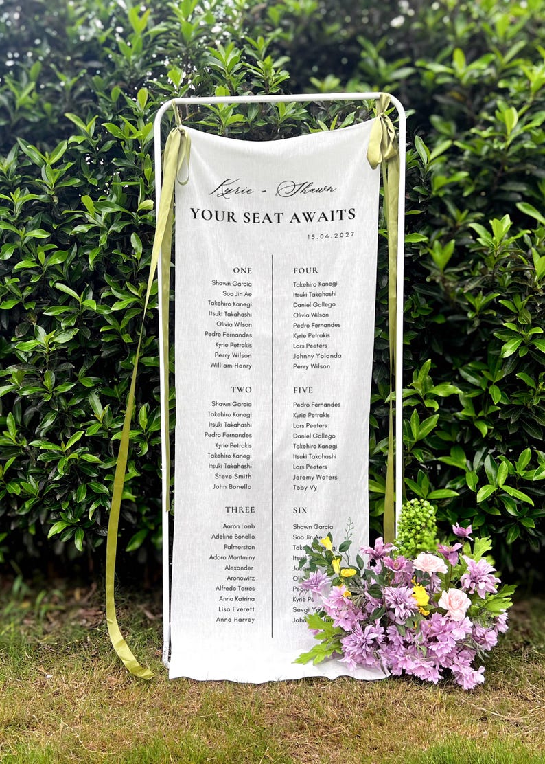 Minimalist Linen Wedding Seating Chart – Fabric Custom Reception ...