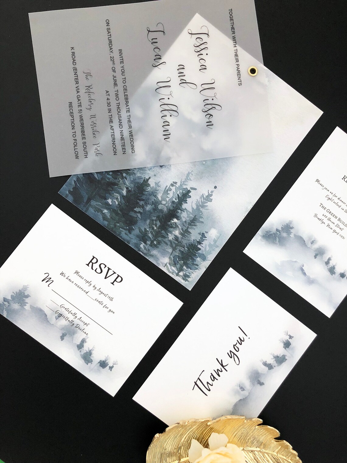 Vellum Paper Winter Wedding Invitations Forest Themed Wedding | Etsy