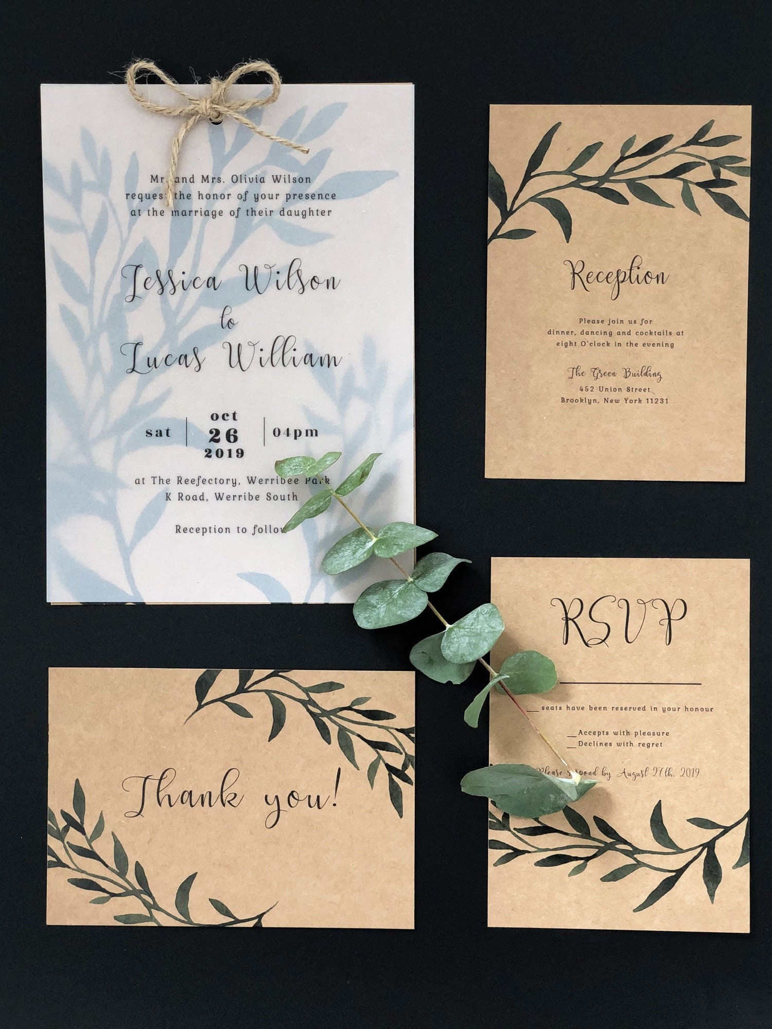 Vellum Paper Wedding Invitations With Kraft Paper and - Etsy