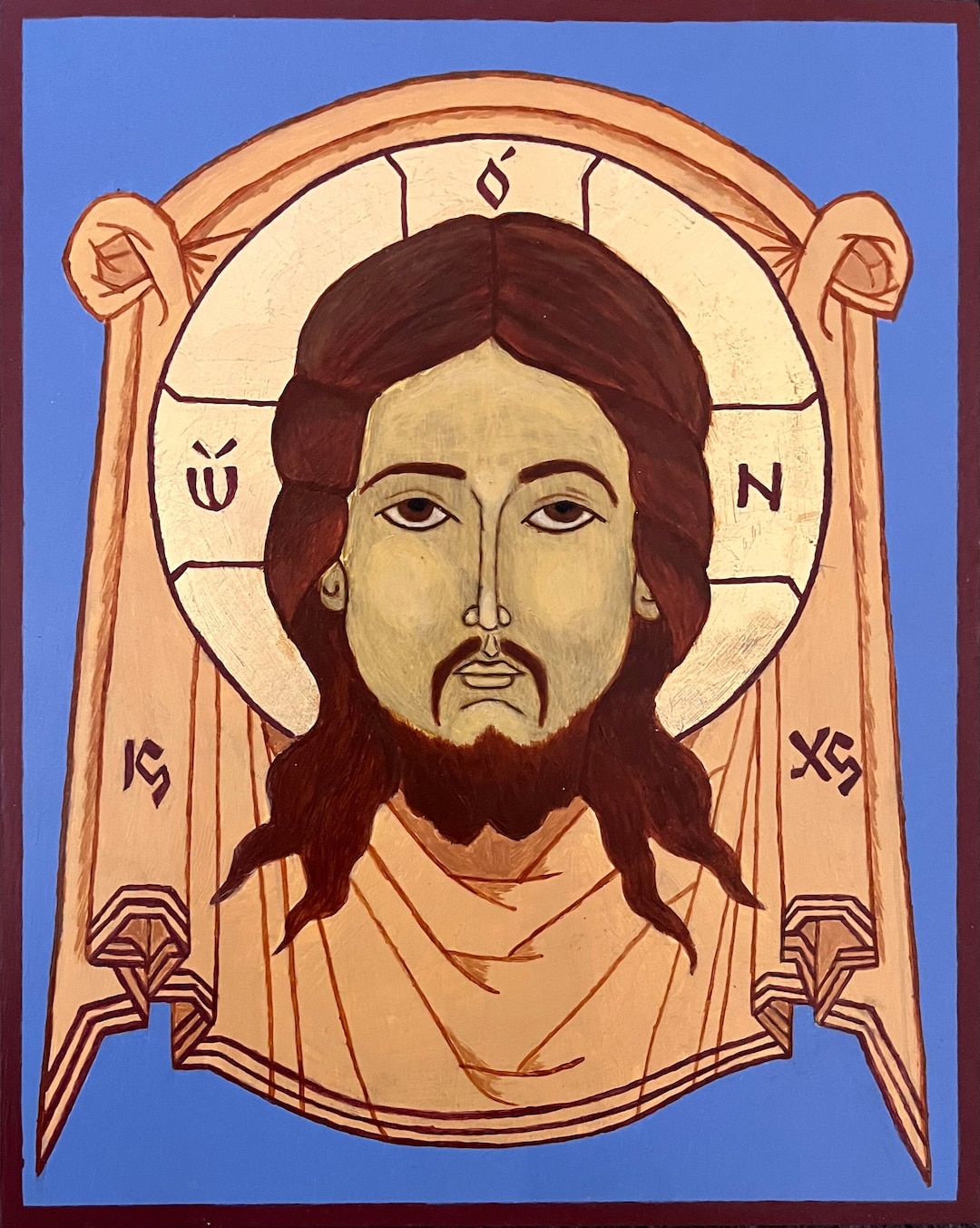 Icon of Christ Mandylion greek Byzantine Iconography Hand-painted ...