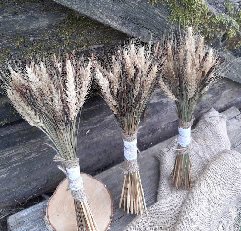 Rustic Flowers Bouquet Wheat Bunch Wild Grass Dried Flowers Bouquet ...