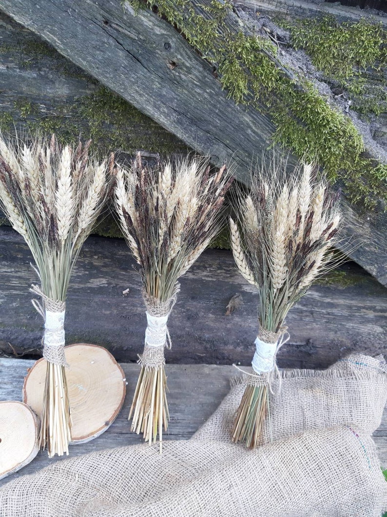 Rustic Flowers Bouquet Wheat Bunch Wild Grass Dried Flowers Bouquet ...