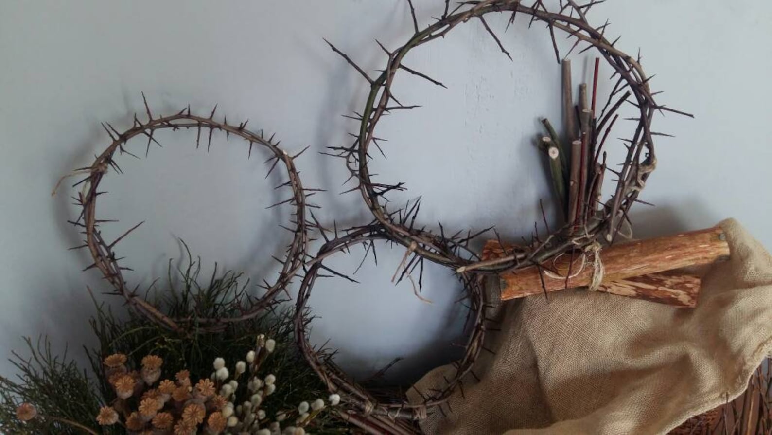 Natural Crown of Thorns Sharp Wreath Crataegus Thorn Wreath for Easter ...