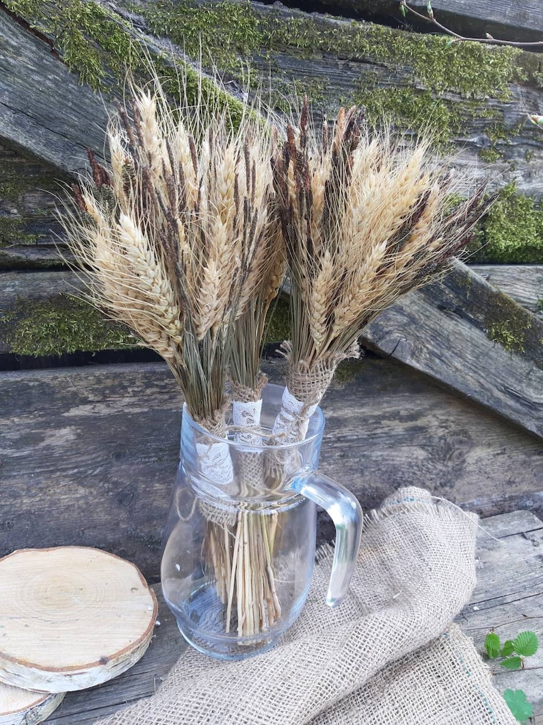 Rustic flowers bouquet wheat bunch wild grass dried flowers | Etsy
