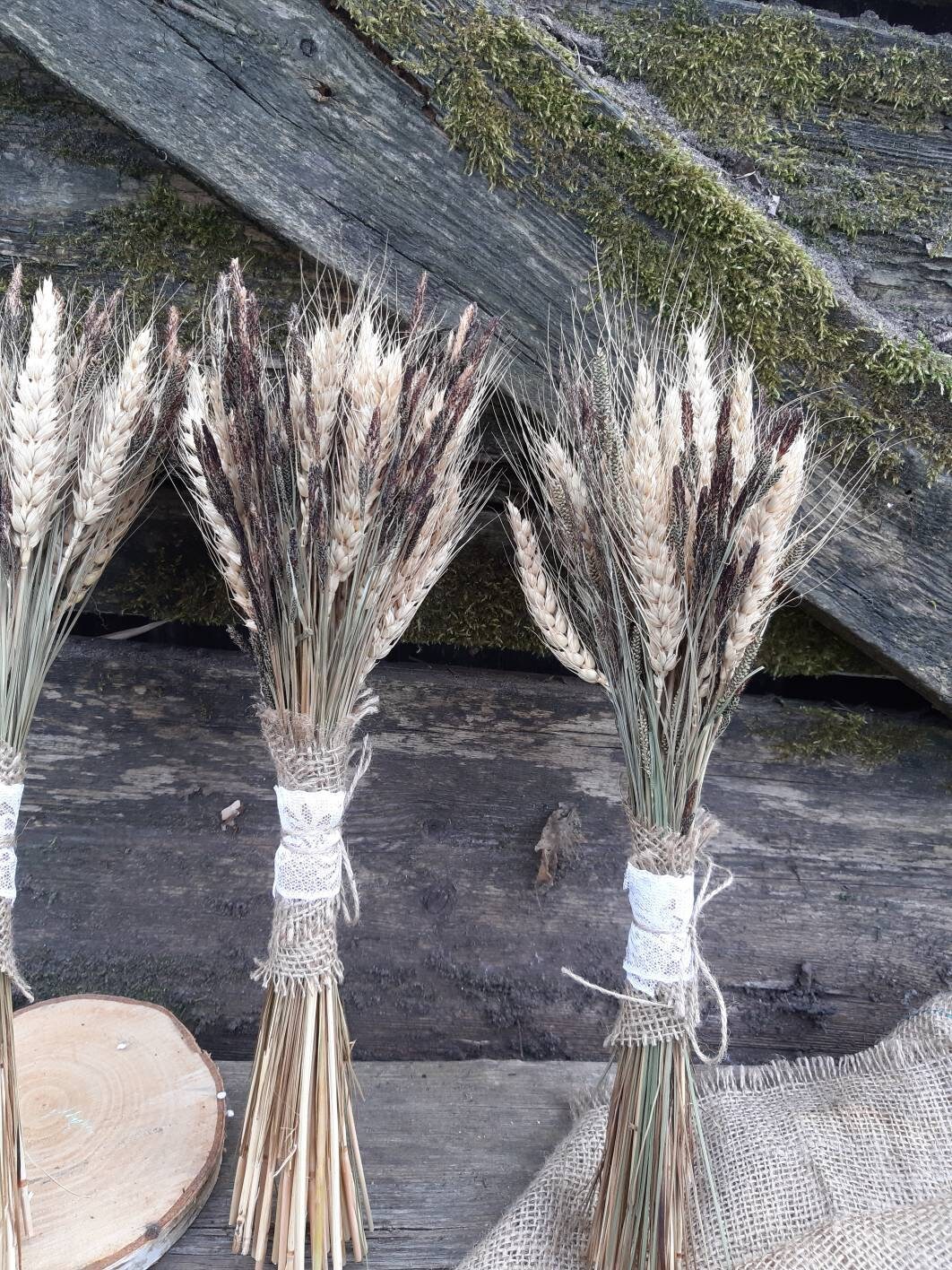 Rustic Flowers Bouquet Wheat Bunch Wild Grass Dried Flowers Bouquet ...