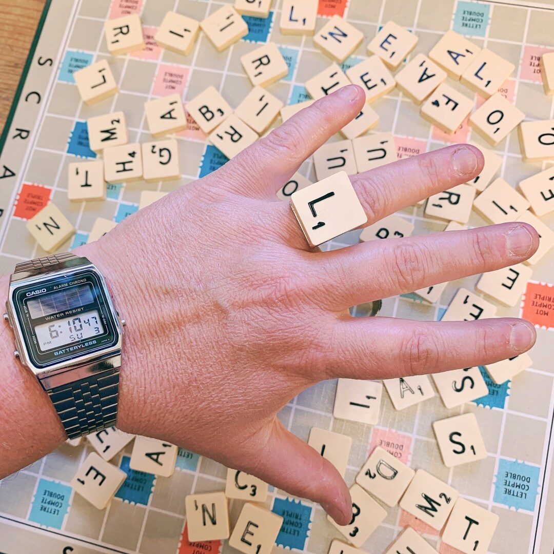 Scrabble Letter Rings First Name Word Games Vintage Jewelry Upcycling ...