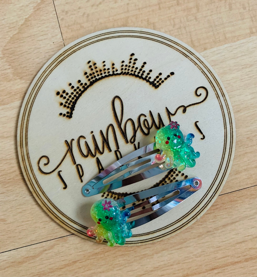 Rainbow Octopus Hair Clips, Octopus Hair Slides, Octopus Fringe Clips ...
