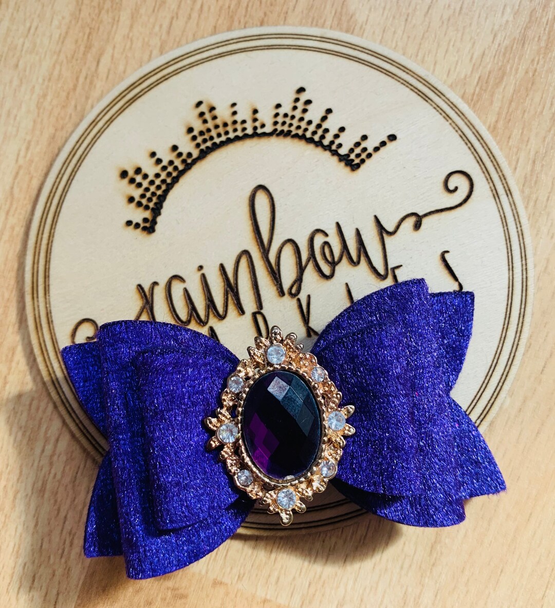 Purple Velvet Hair Bow With Jewel Centre, Velvet Hair Bow, Alternative ...