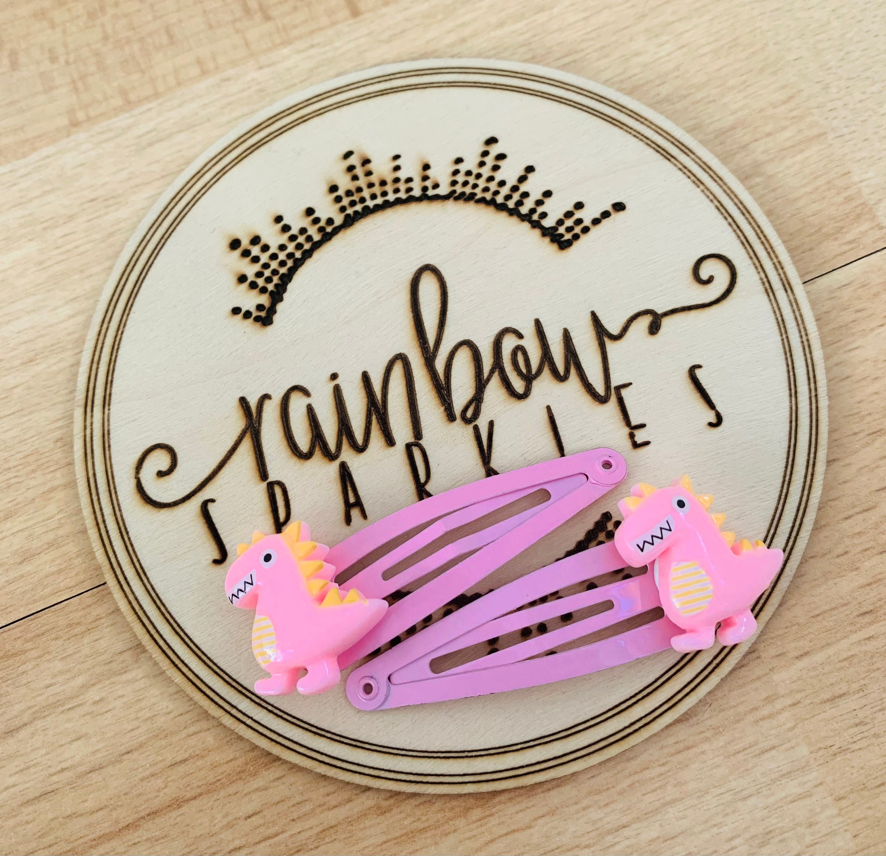 Clips de pelo de dinosaurio rosa, clips de pelo Dino, clips de presión ...