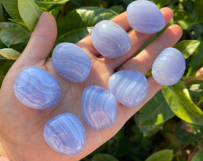 Blue Lace Agate Tumbled Stones Blue Lace Agate Healing Crystals and ...
