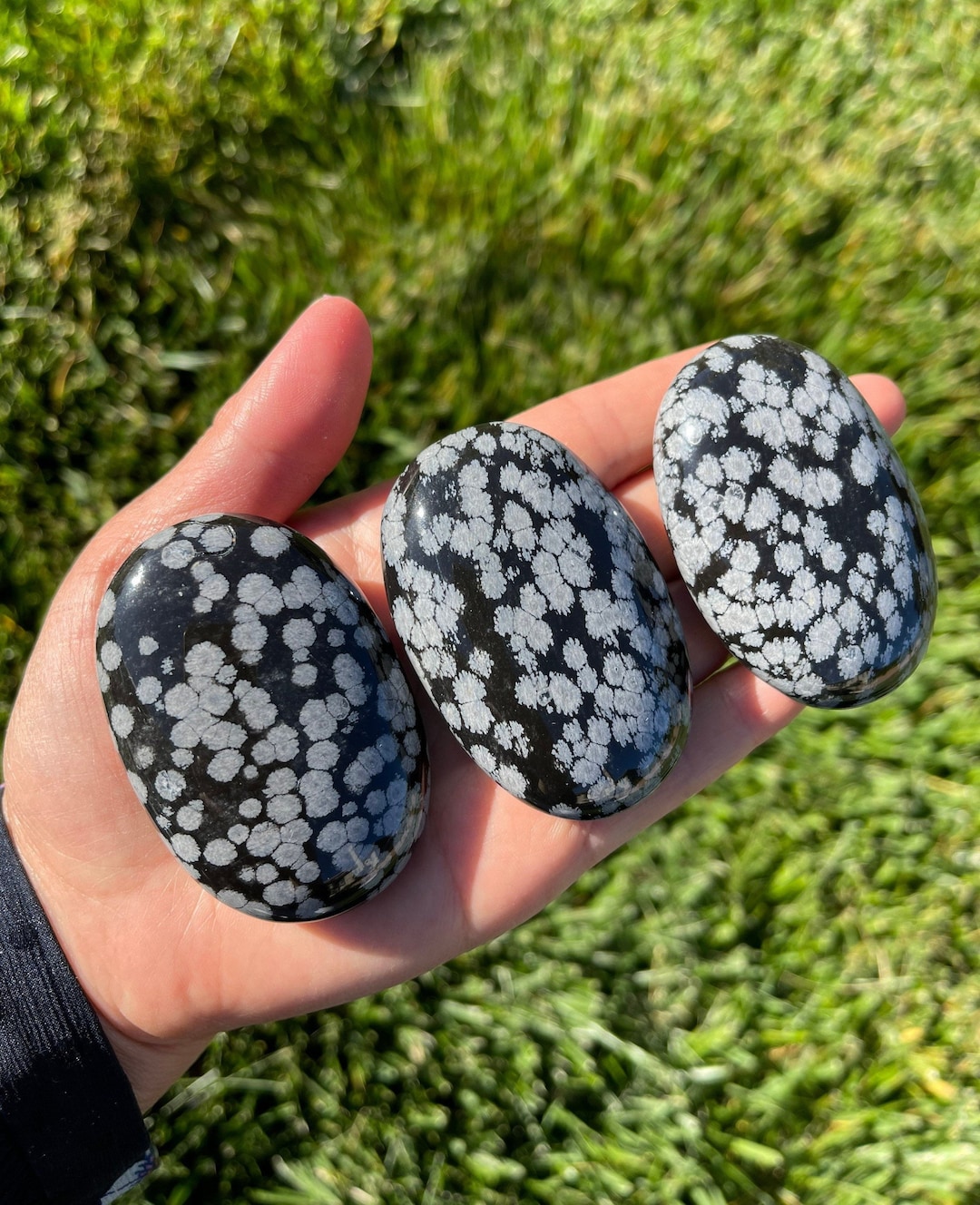 Snowflake Obsidian Palm Stone - Etsy