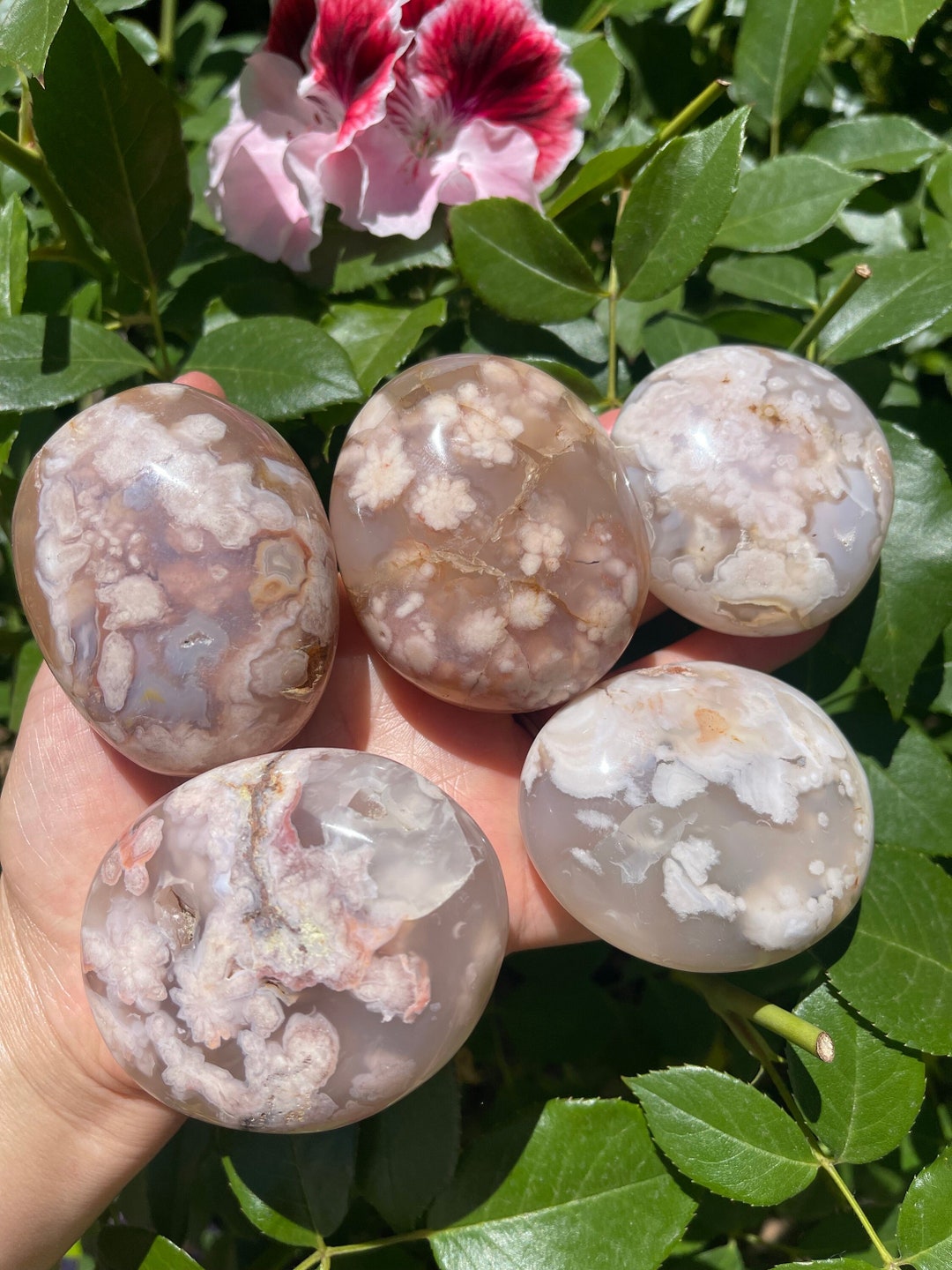 Flower Agate Palm Stone - Flower Agate - Healing Crystals and Stones ...