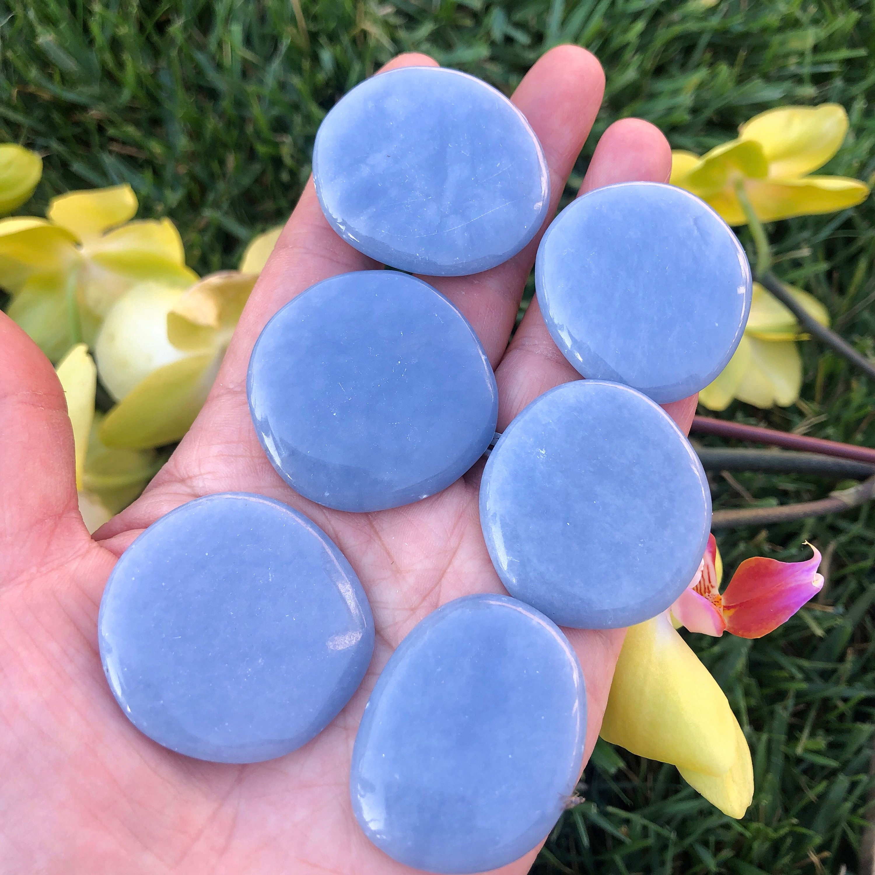 Angelite Smooth Stone 1.3 1.5 Angelite Healing - Etsy