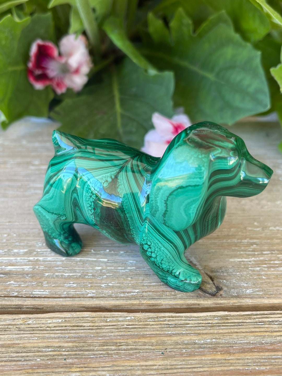 Malachite Dog(8.1 Oz) - Malachite Animal Carving - Healing Crystals and ...