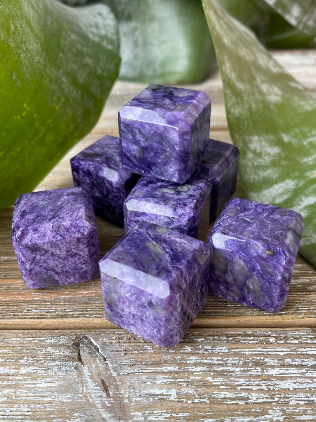 Charoite Cube (30mm): Healing Crystal for Crown Chakra - Etsy