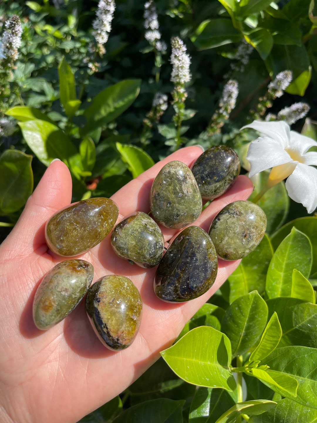 Green Garnet Tumbled Stones - Grossularite Garnet - Rare Stones ...
