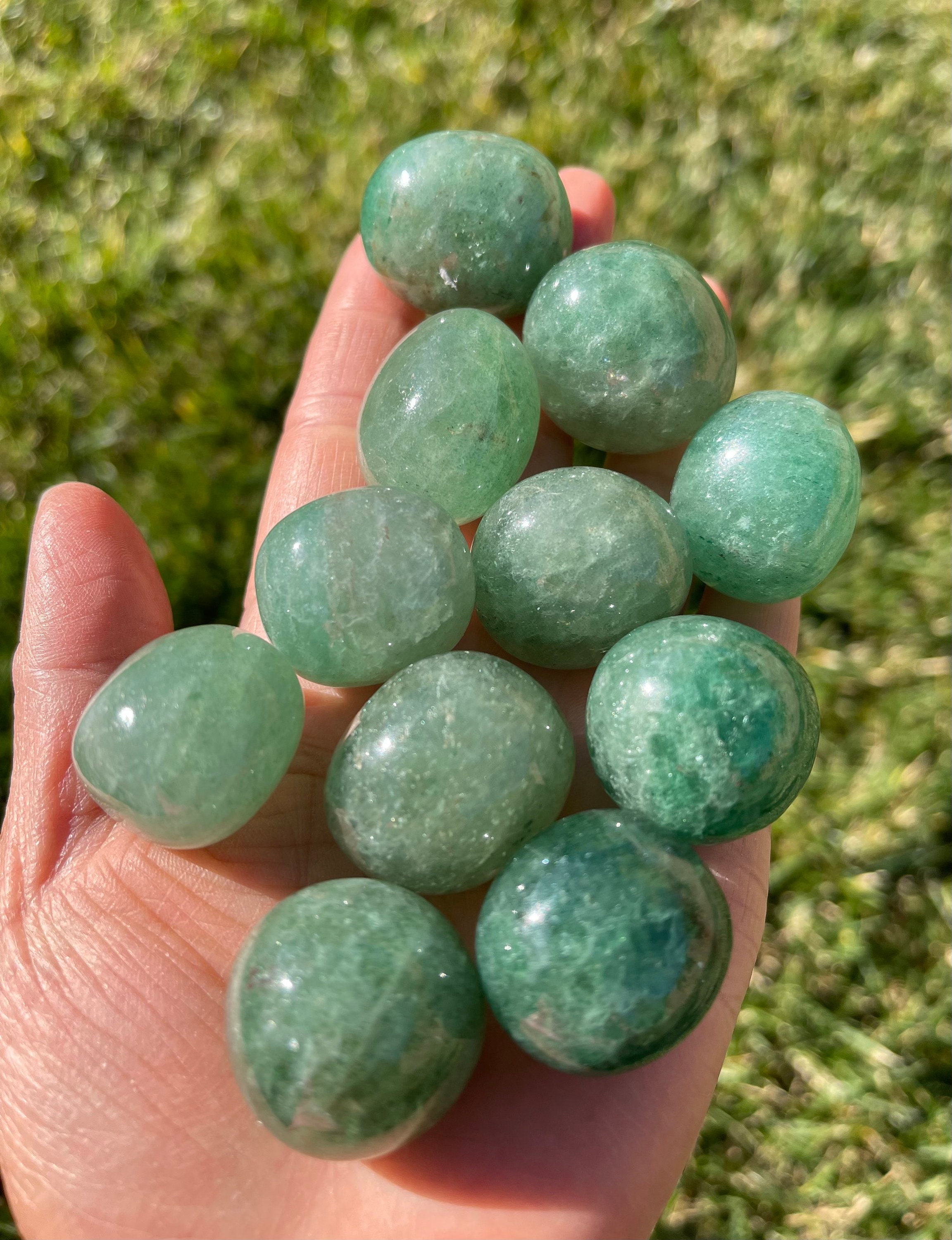 Green Strawberry Quartz Tumbled Stones: Healing Crystals - Etsy
