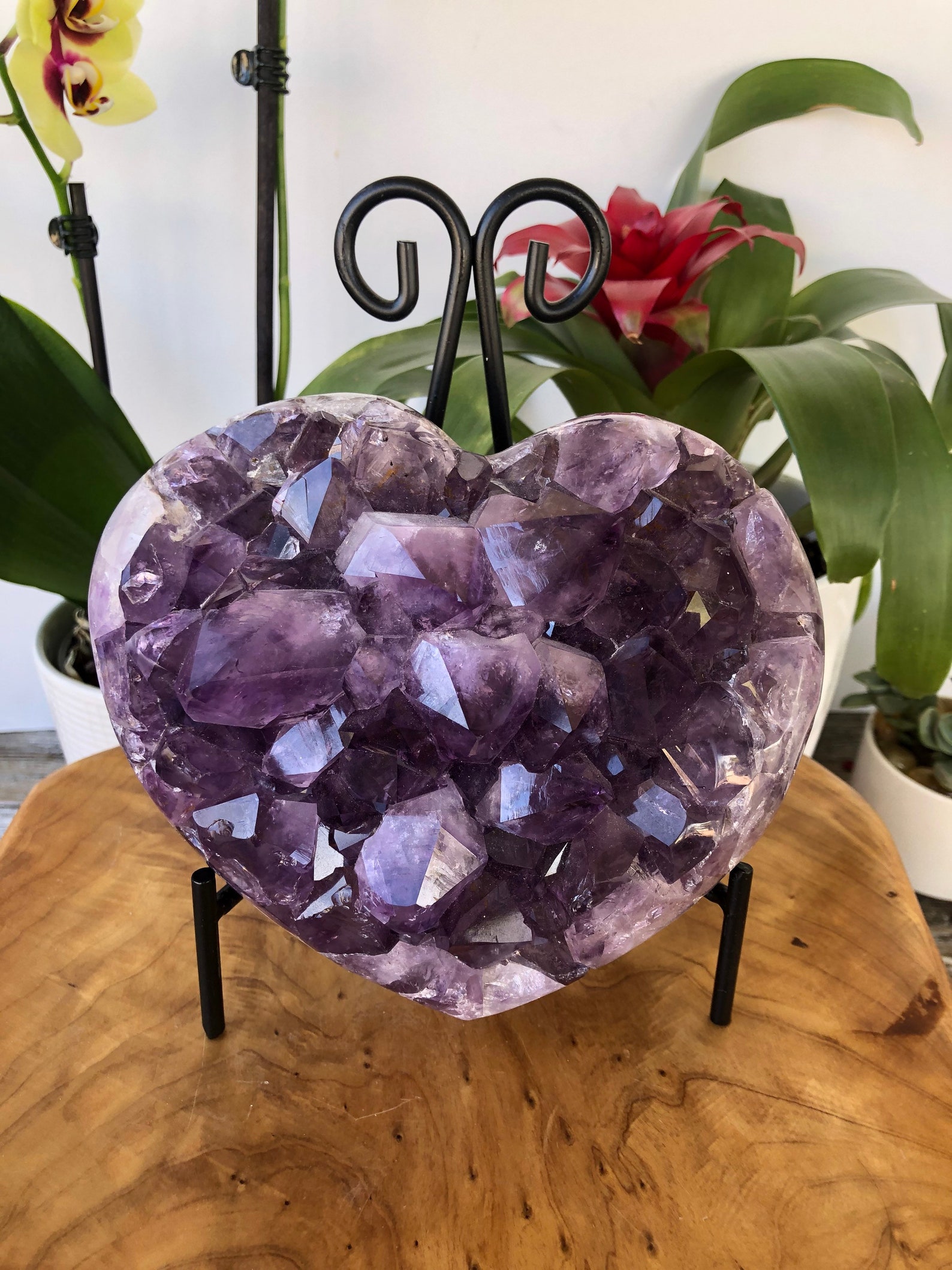 Large Amethyst Heart on Metal Stand 4 Lb 7 Oz Amethyst | Etsy