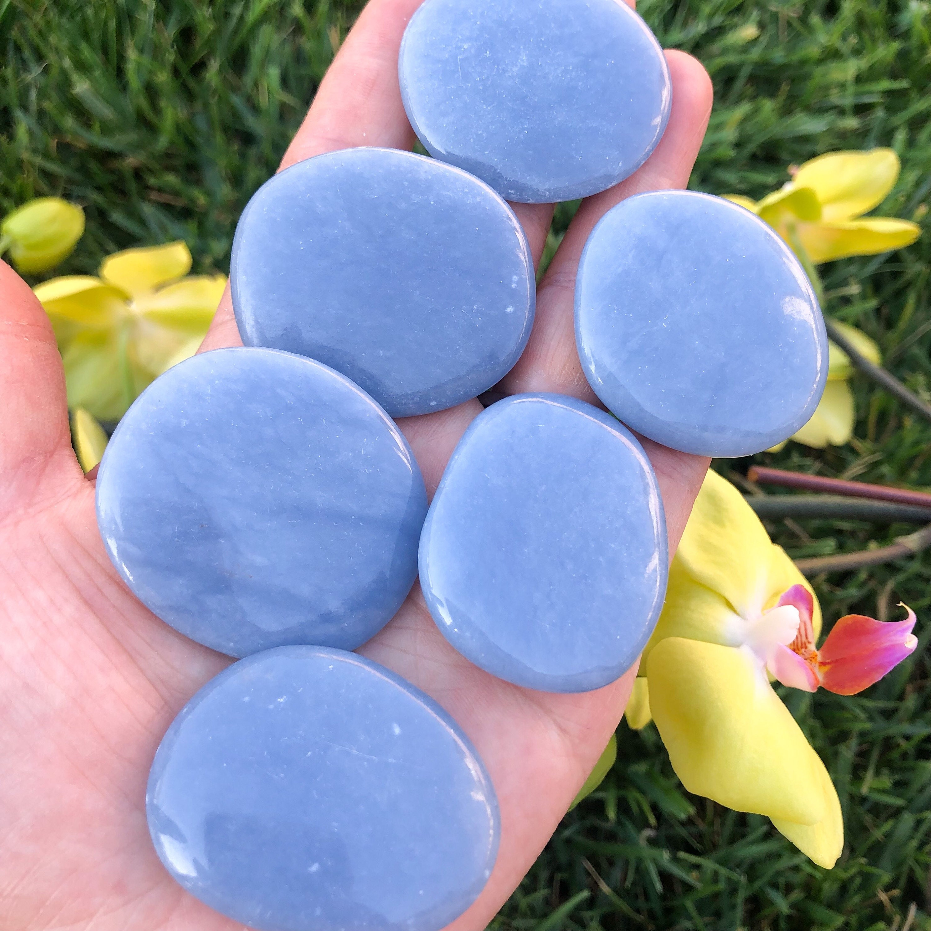 Angelite Smooth Stone 1.3 1.5 Angelite Healing - Etsy