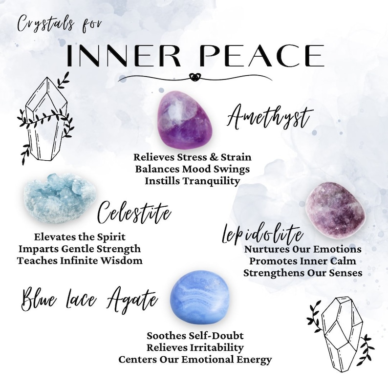 Crystal Set Crystals for Inner Peace Amethyst Lepidolite - Etsy