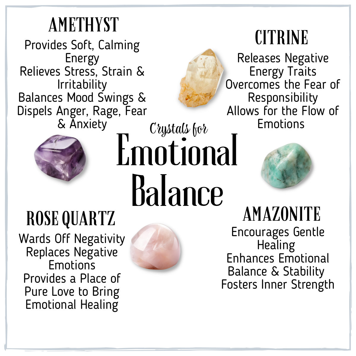 Crystal Set - Crystals for Emotional Balance - Rose Quartz - Citrine ...