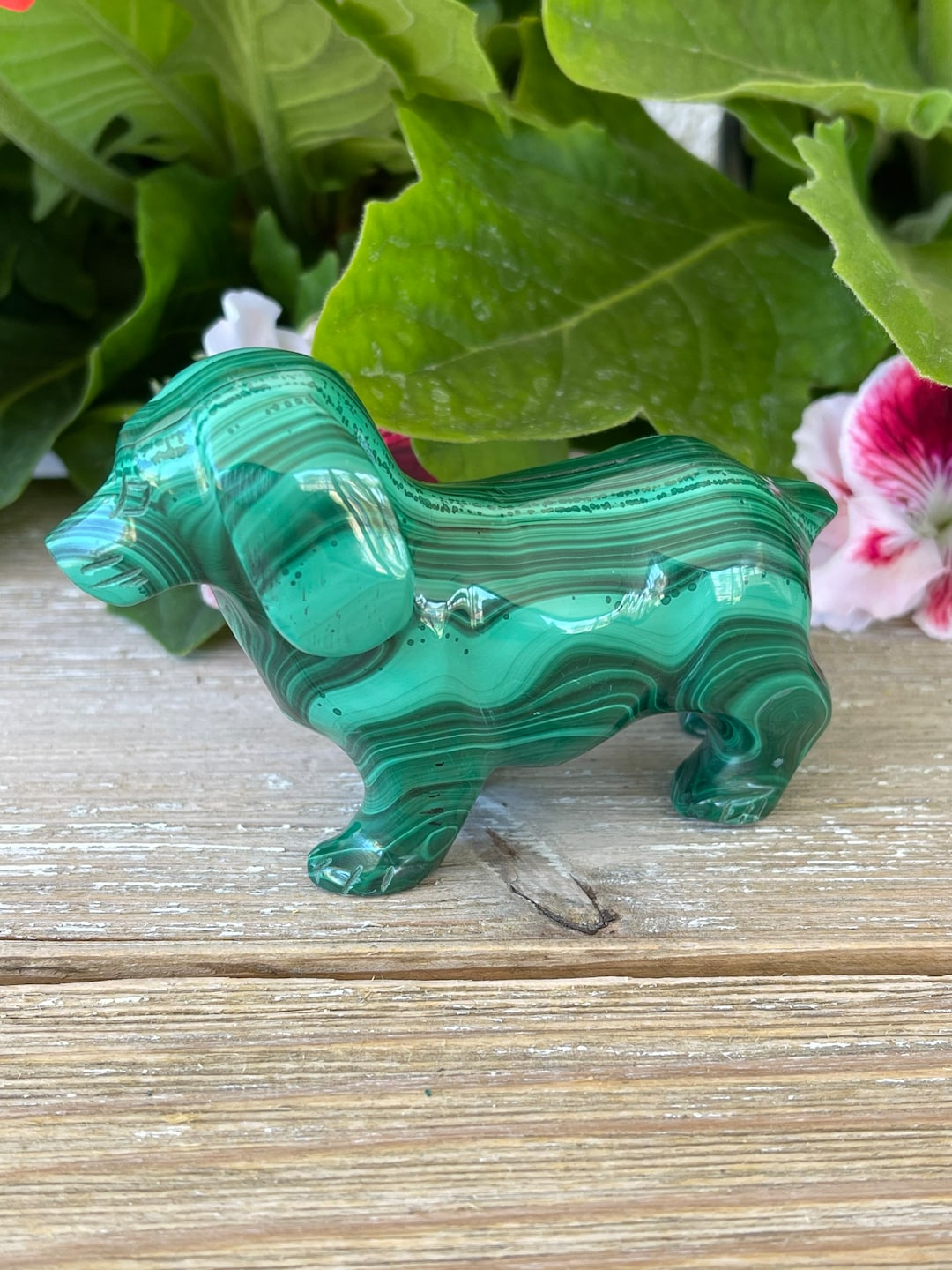 Malachite Dog(10 Oz) - Malachite Animal Carving - Healing Crystals and ...