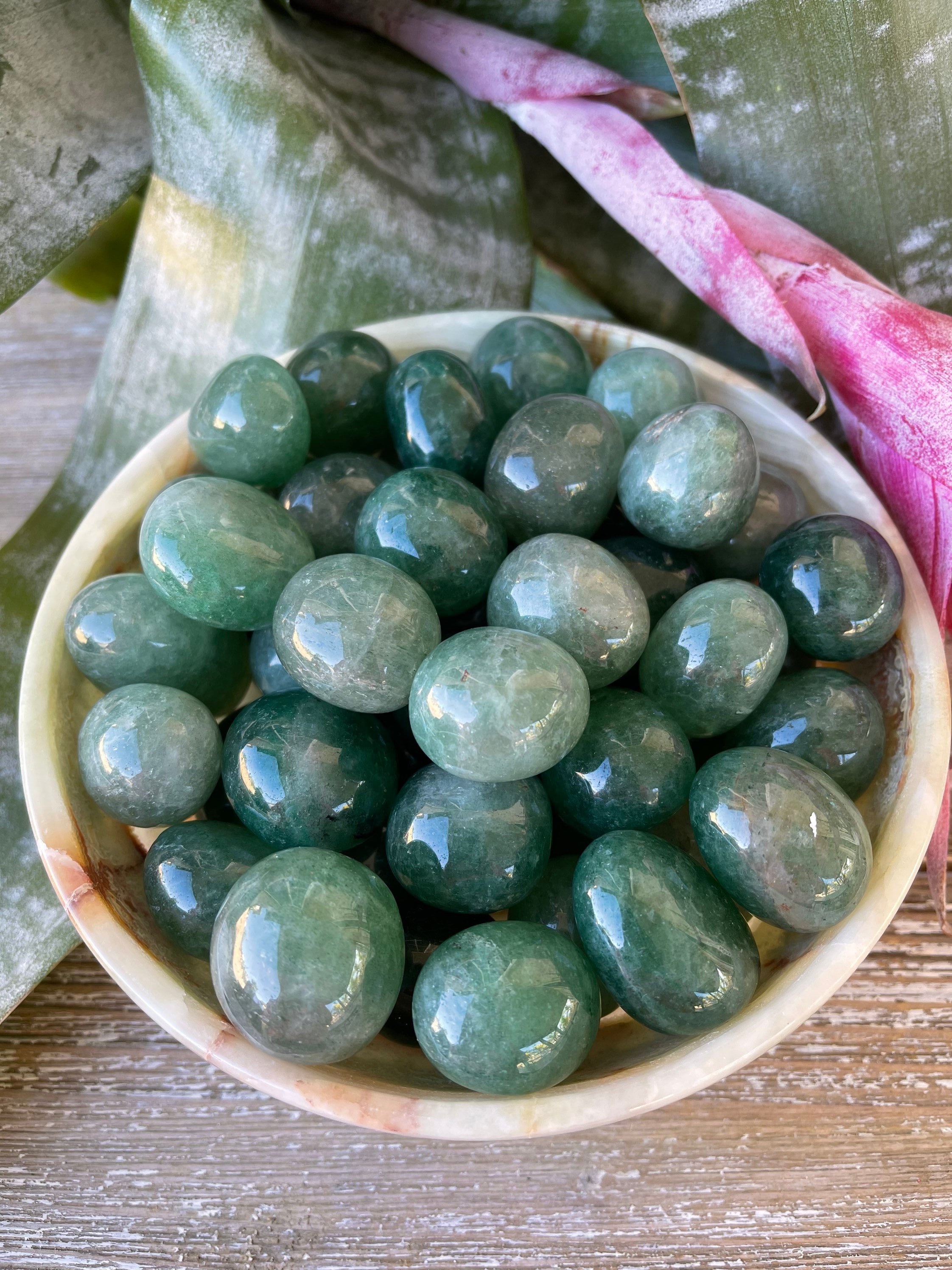 Green Strawberry Quartz Tumbled Stones: Healing Crystals - Etsy